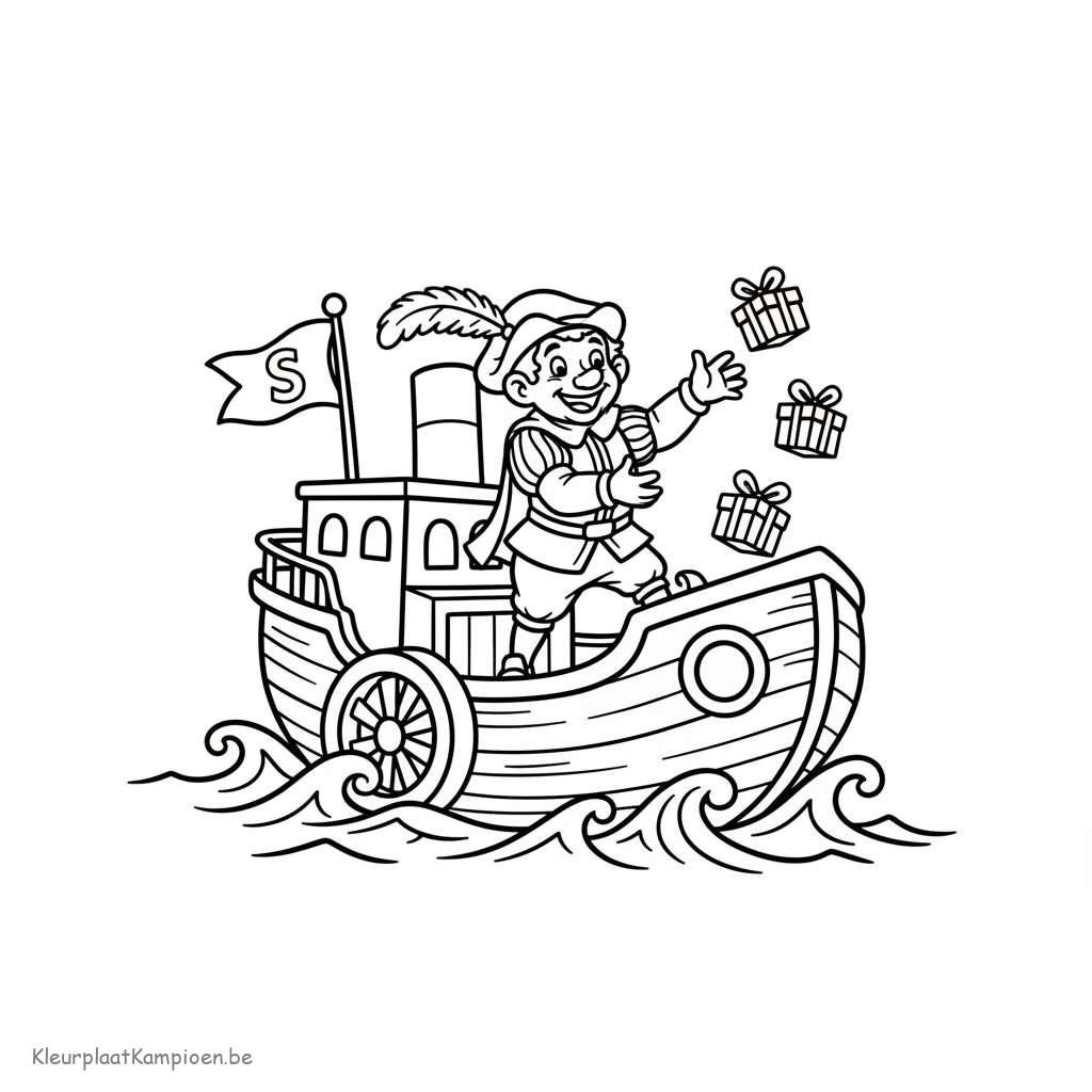kleurplaat sinterklaas stoomboot - Gratis Kleurplaten voor creatievelingen